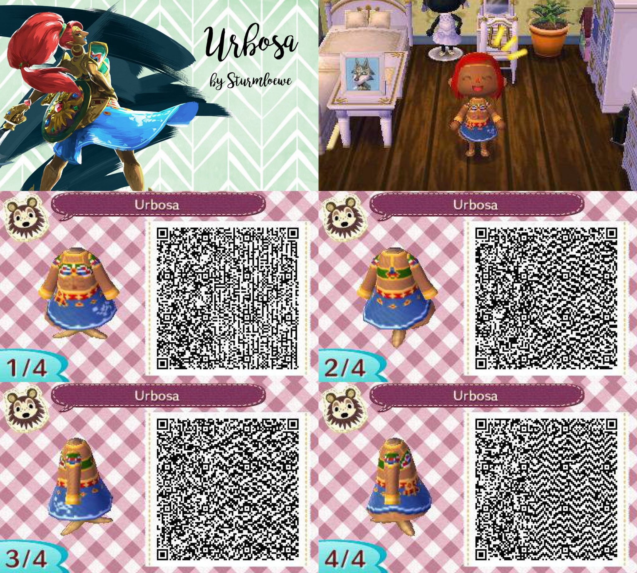 Animal Crossing: New Horizons Zelda Outfits QR Codes