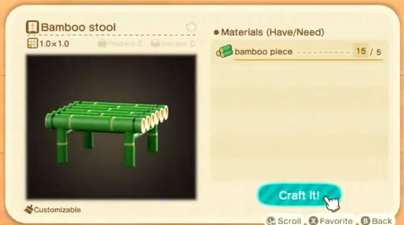 Bamboo Recipes in Animal Crossing New Horizons