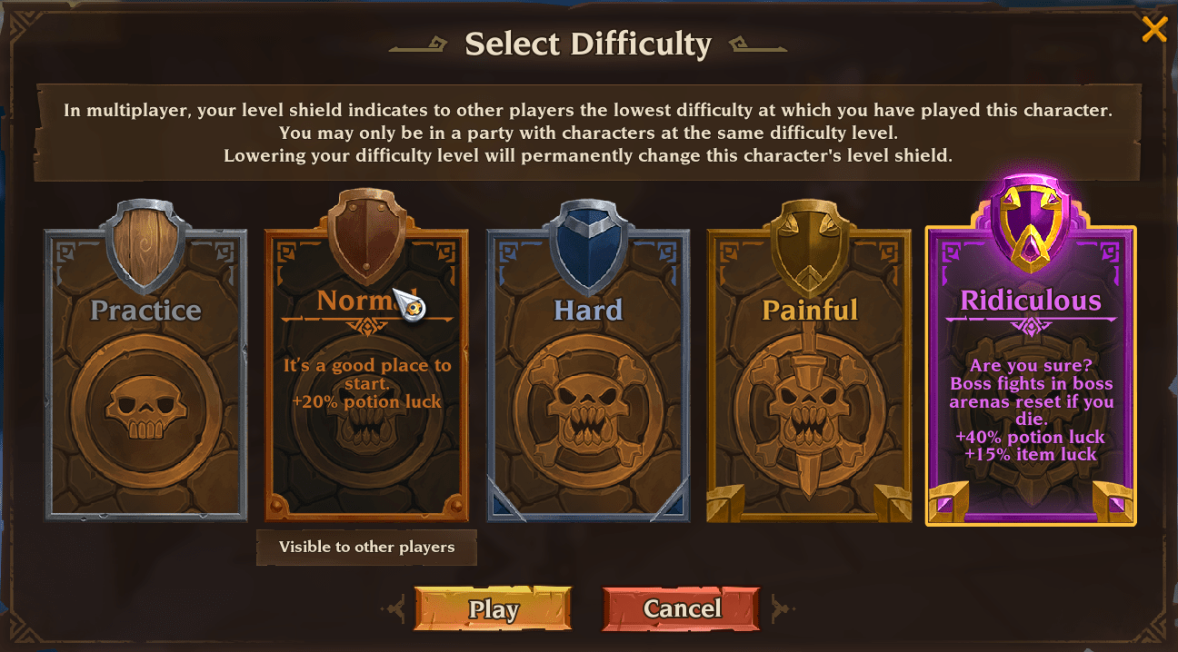 Torchlight 3 Difficulty Settings