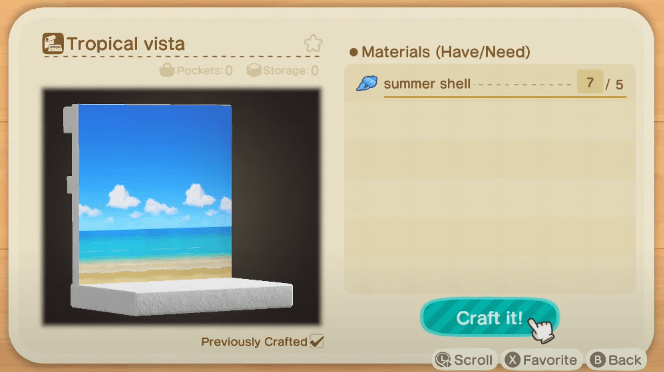 Animal Crossing New Horizons Summer Shell Recipes