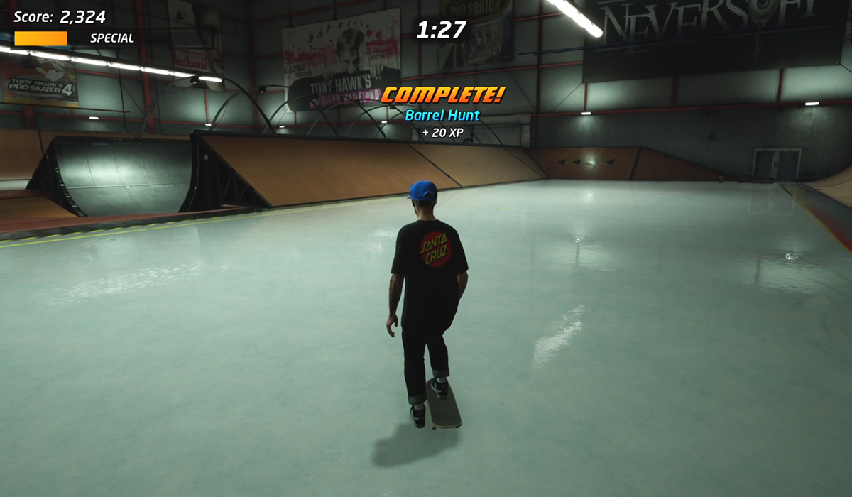 How to complete Barrel Hunt on The Hangar in Tony Hawk's Pro Skater