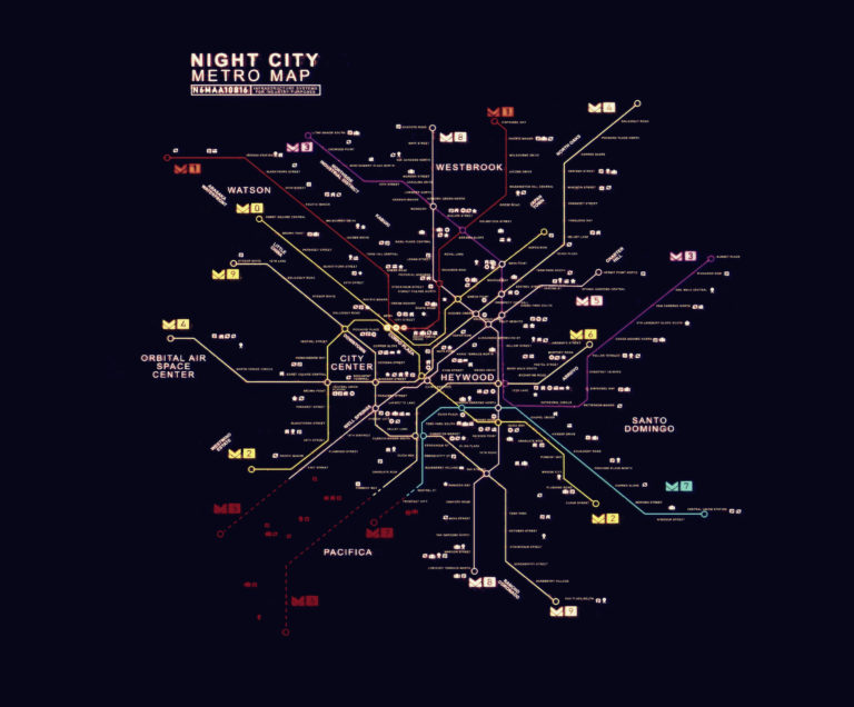 Cyberpunk 2077 map: Night City Districts and Metro System