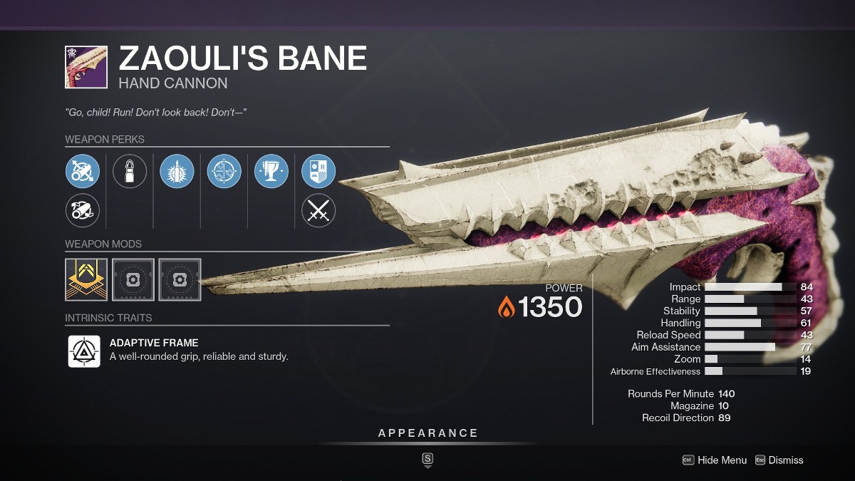 Destiny 2 Zaouli's Bane God Roll Guide | Gamer Journalist