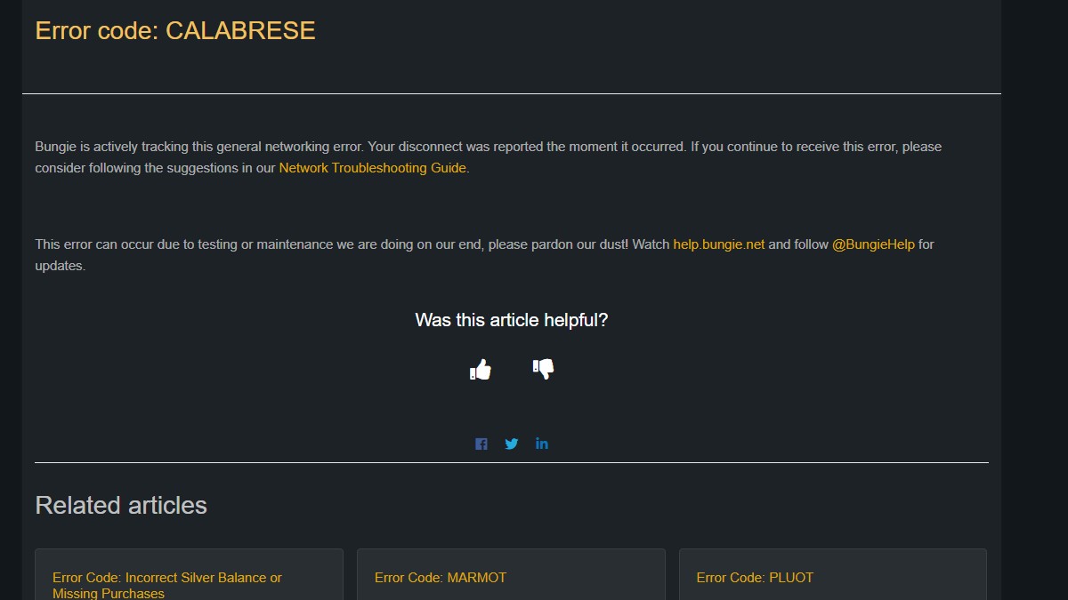 Destiny 2: How to Fix Error Code CALABRESE | Gamer Journalist