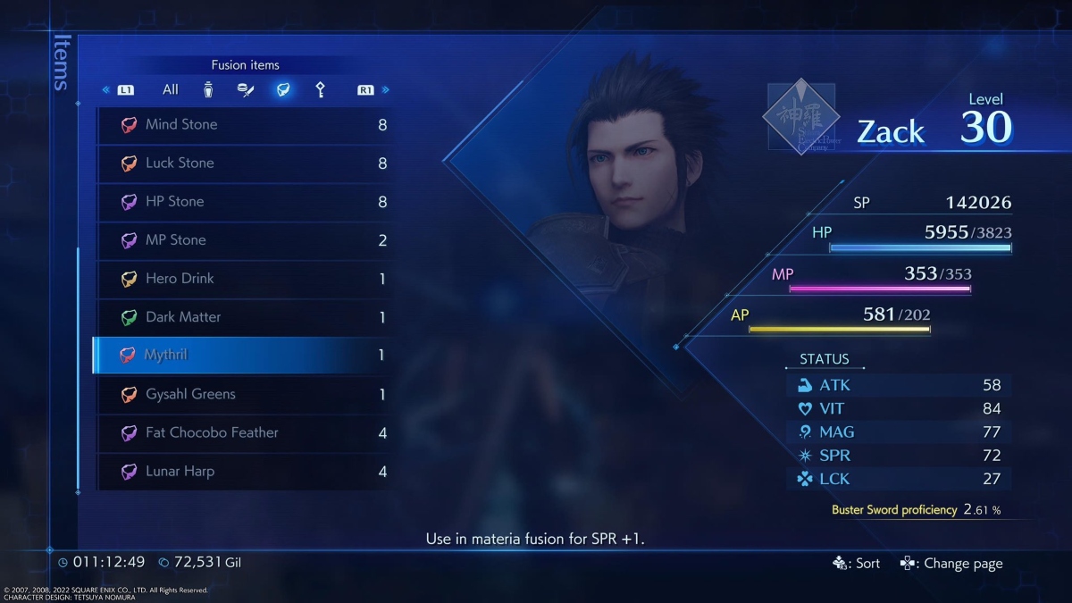 All Stat-Boost Materia Fusion Items In Crisis Core Reunion | Gamer ...