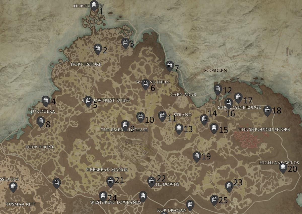 Où trouver tous les donjons de Diablo 4 – Guide de localisation ...